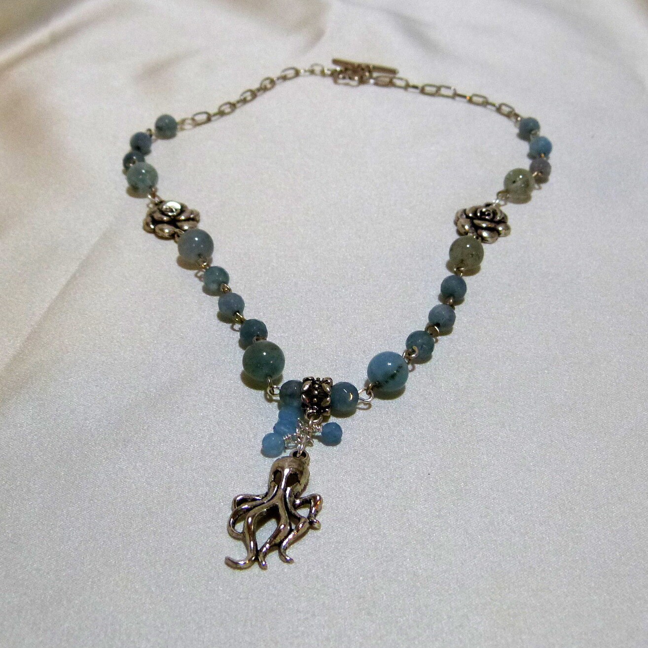 Squid and Aquamarine Chain Necklace - Etsy