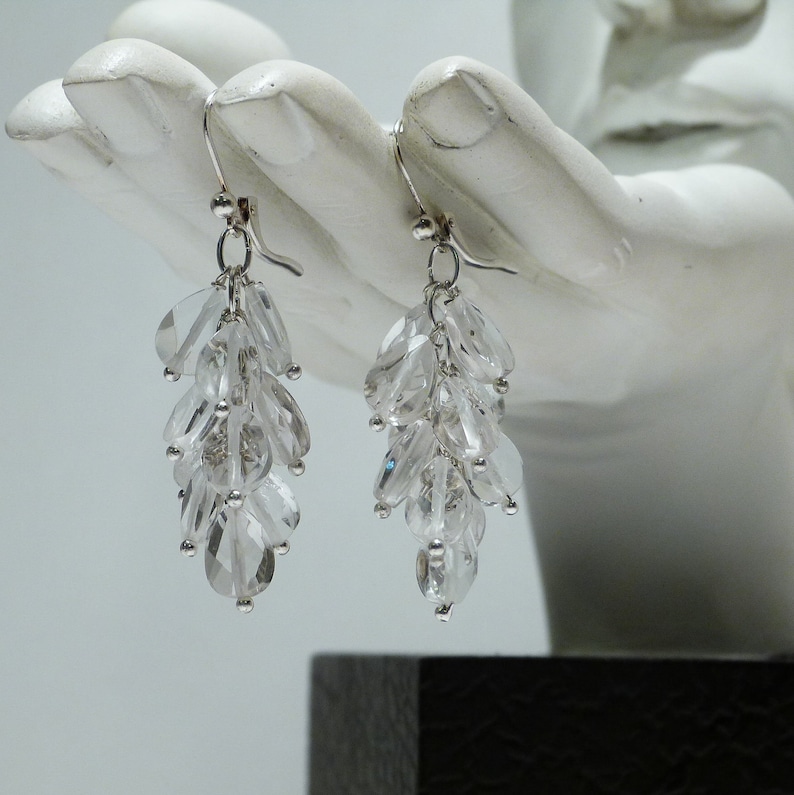 Faceted Quartz Teardrop Cluster Earrings On Leverbacks Etsy