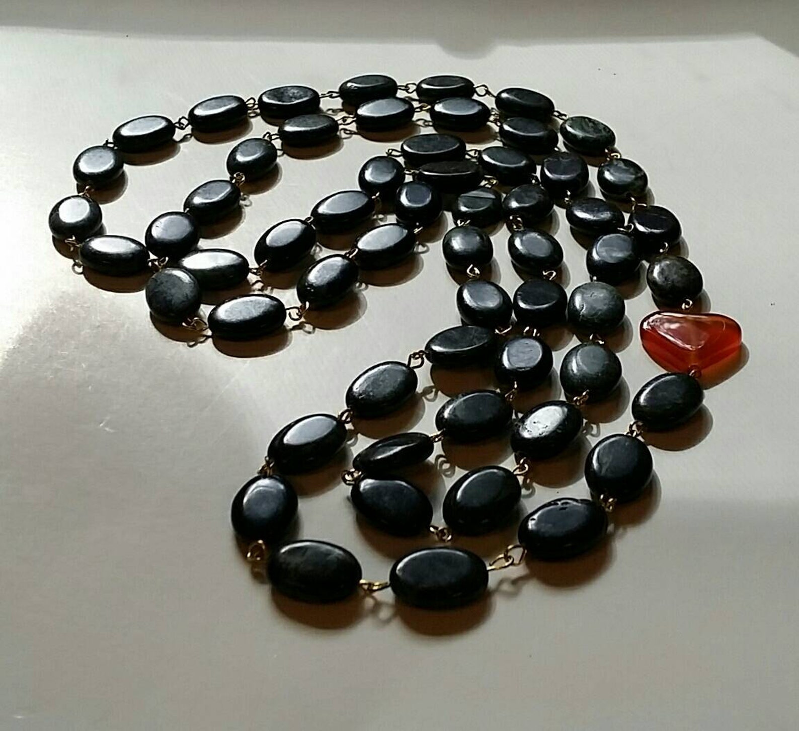 Long Russian Serpentine Stone Chain Link Necklace With a - Etsy