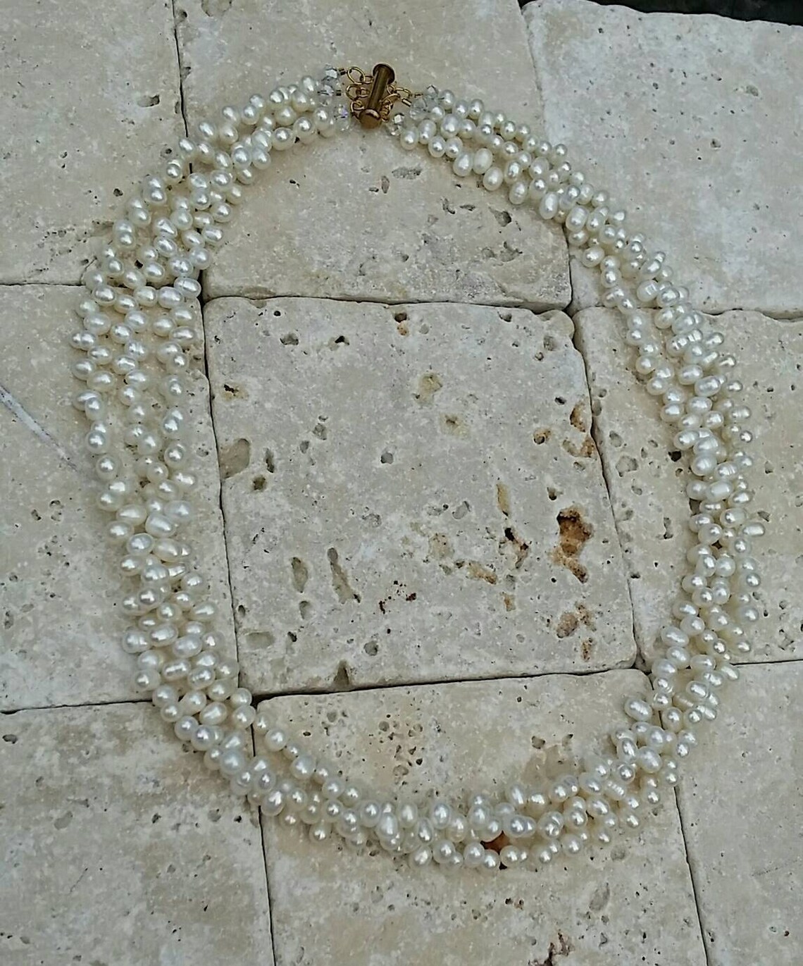 Natural Freshwater Dancing Pearls Triple Strand Necklace - Etsy