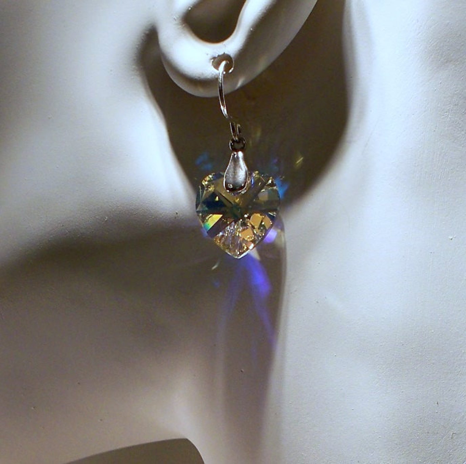 Swarovski Crystal AB Heart Earrings - Etsy