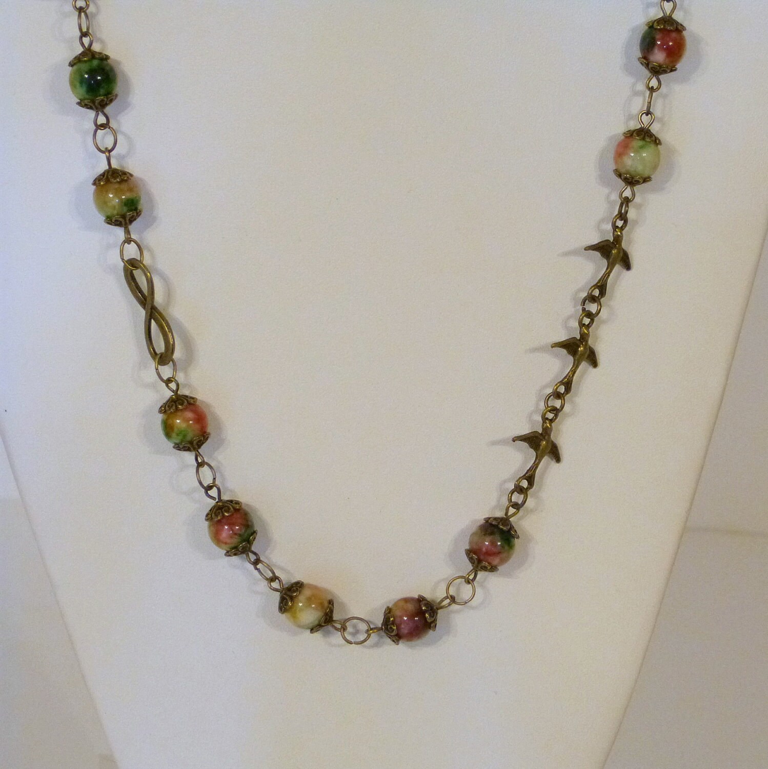 Multicolored Agate Bronze Chain Necklace - Etsy