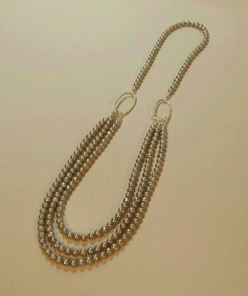 Soft Silver Freshwater Pearl Multistrand Long Necklace - Etsy