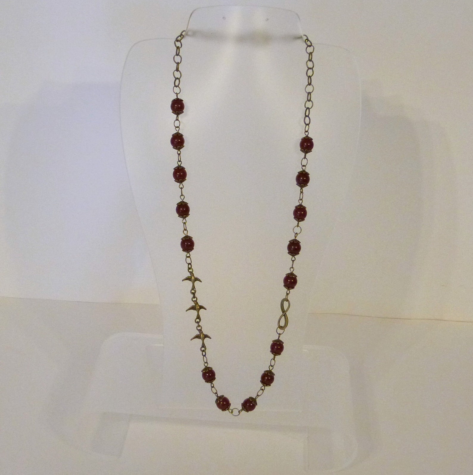 Ruby Quartz and Bronze Chain Necklace - Etsy
