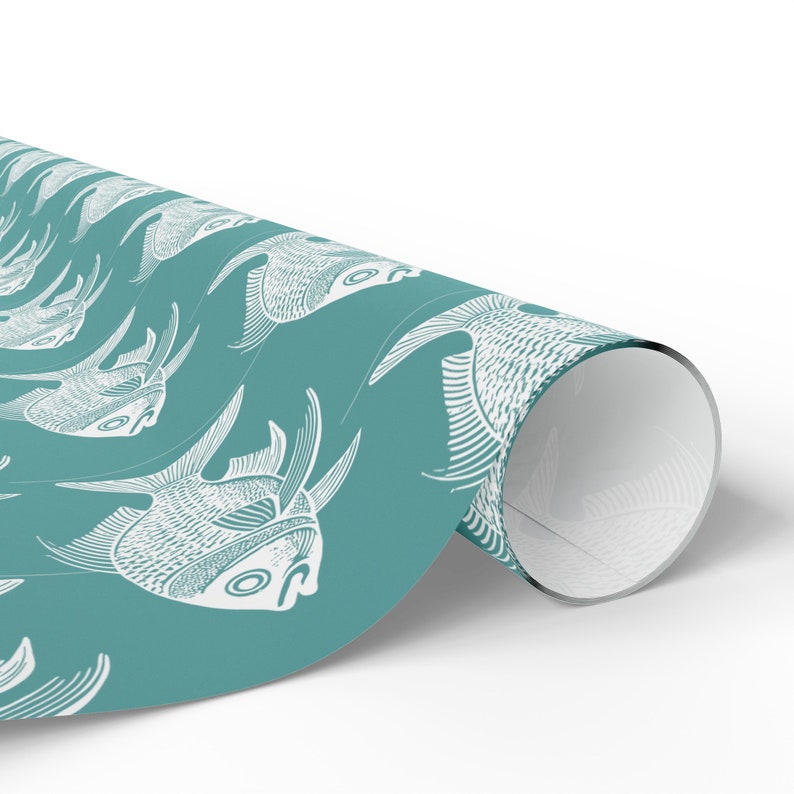 Block Print Fish 2 Wrapping Paper - Etsy