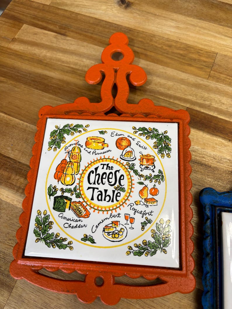 Vintage Cast Iron and Ceramic Tile Cheese Trivelts. Set of 2 - Etsy