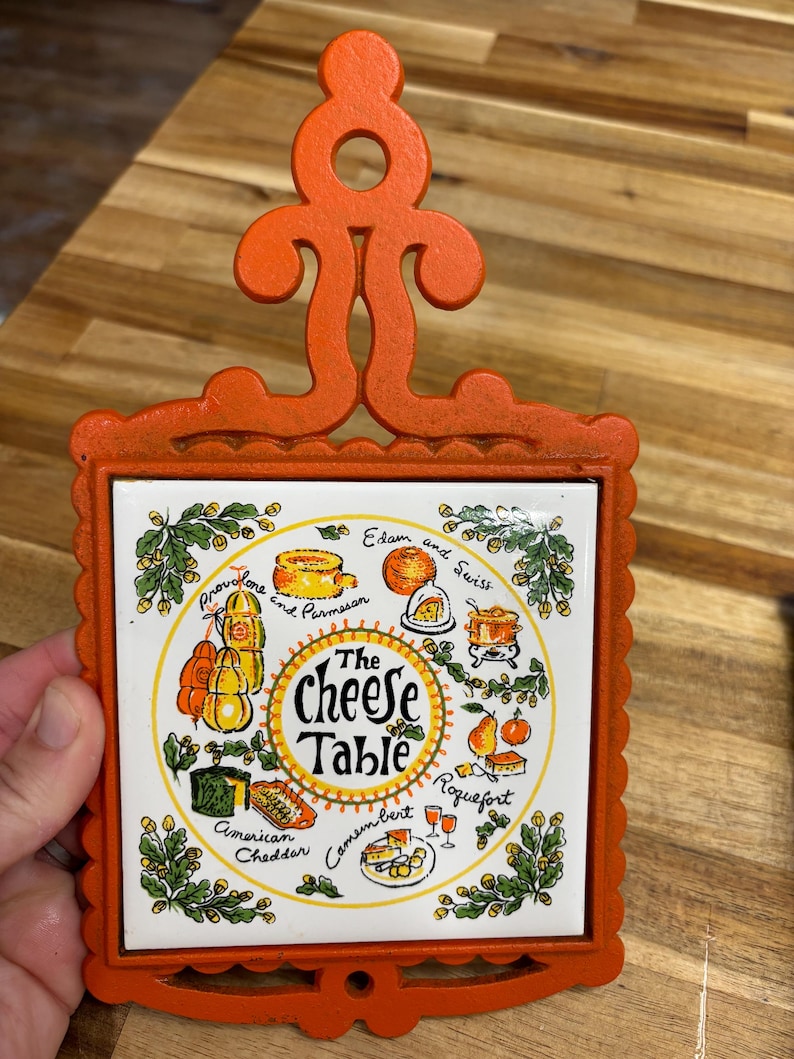 Vintage Cast Iron and Ceramic Tile Cheese Trivelts. Set of 2 - Etsy