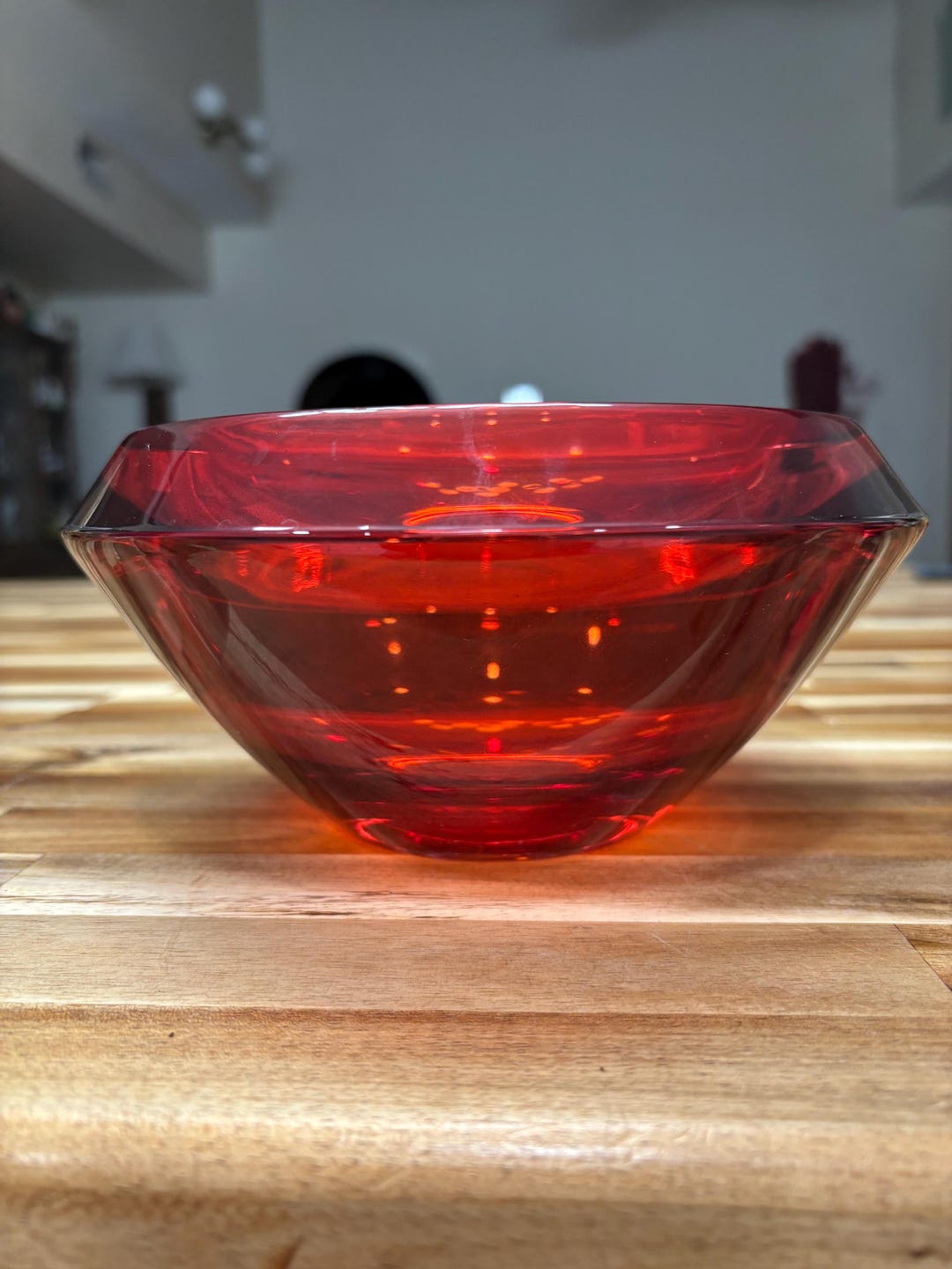 Vintage Teleflora Glass, Heavy Thick Ruby Red Beveled Edge Bowl - Etsy