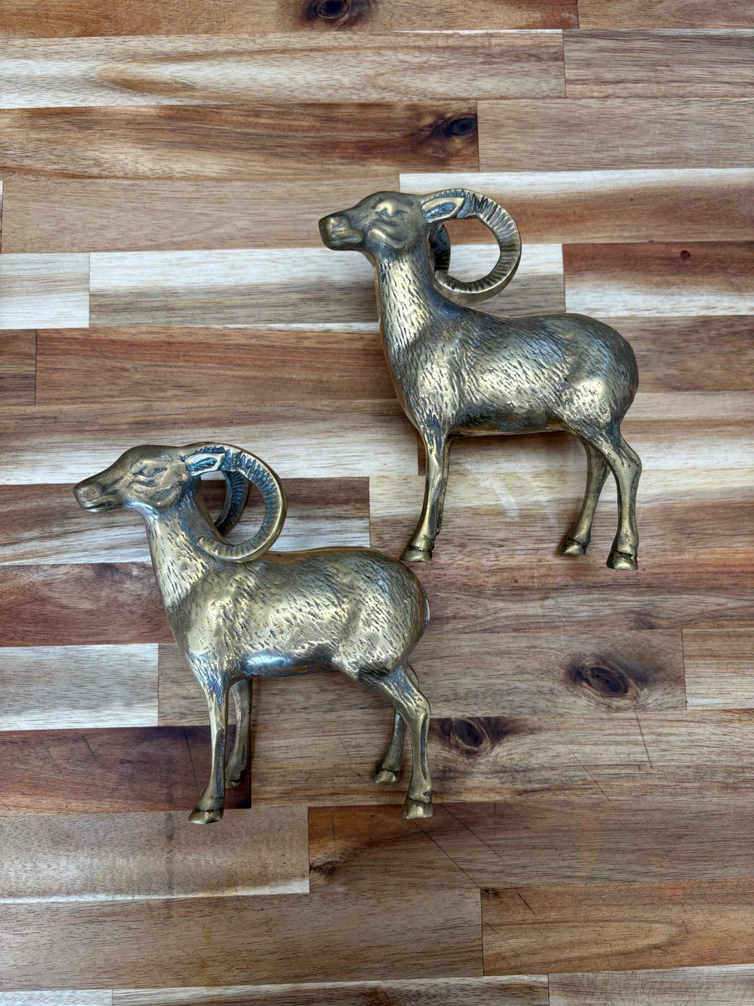 Vintage Big Horn Ram Set/animal Statue - Etsy