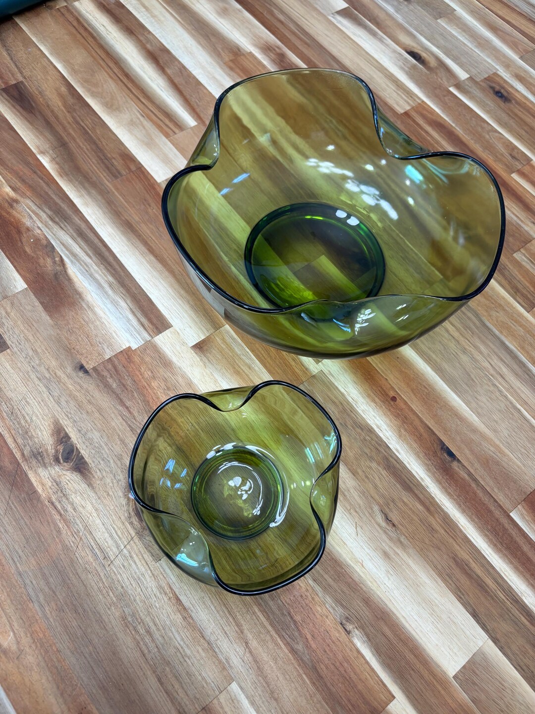 Vintage Green Glass Anchor Hocking Chip and Dip Bowl Set - Etsy