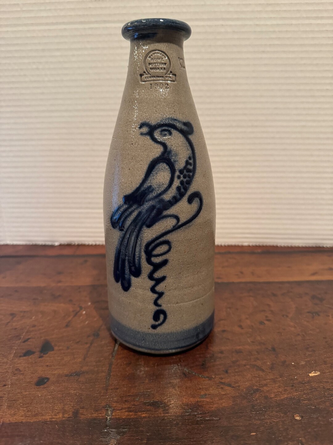 Salt Glazed Stoneware Bottle Vase by Rowe Pottery Works, 1992. Gray ...