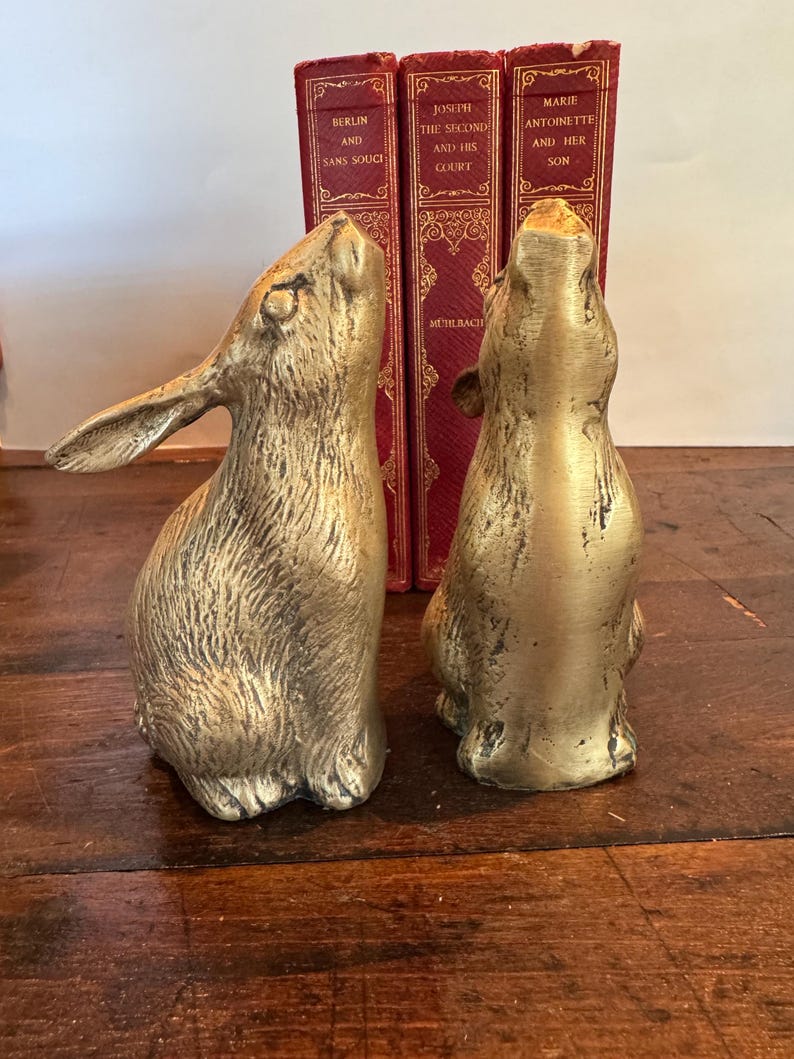 RARE and Highly Collectible Vintage Brass Rabbit Bunny Hare Bookends ...