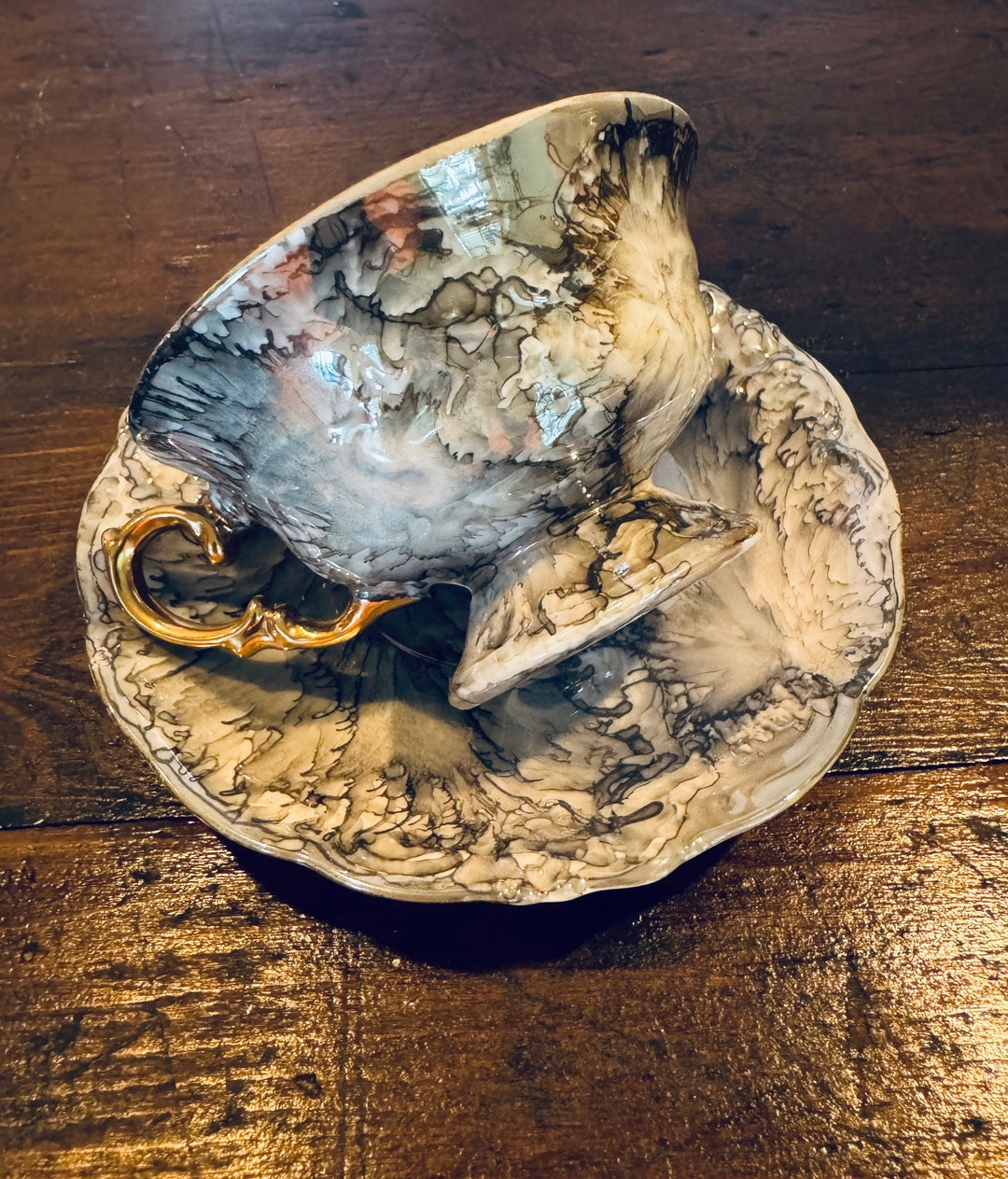 Vintage Walbrzych of Poland Tea Cup and Saucer Set With 24k Gold Wash ...