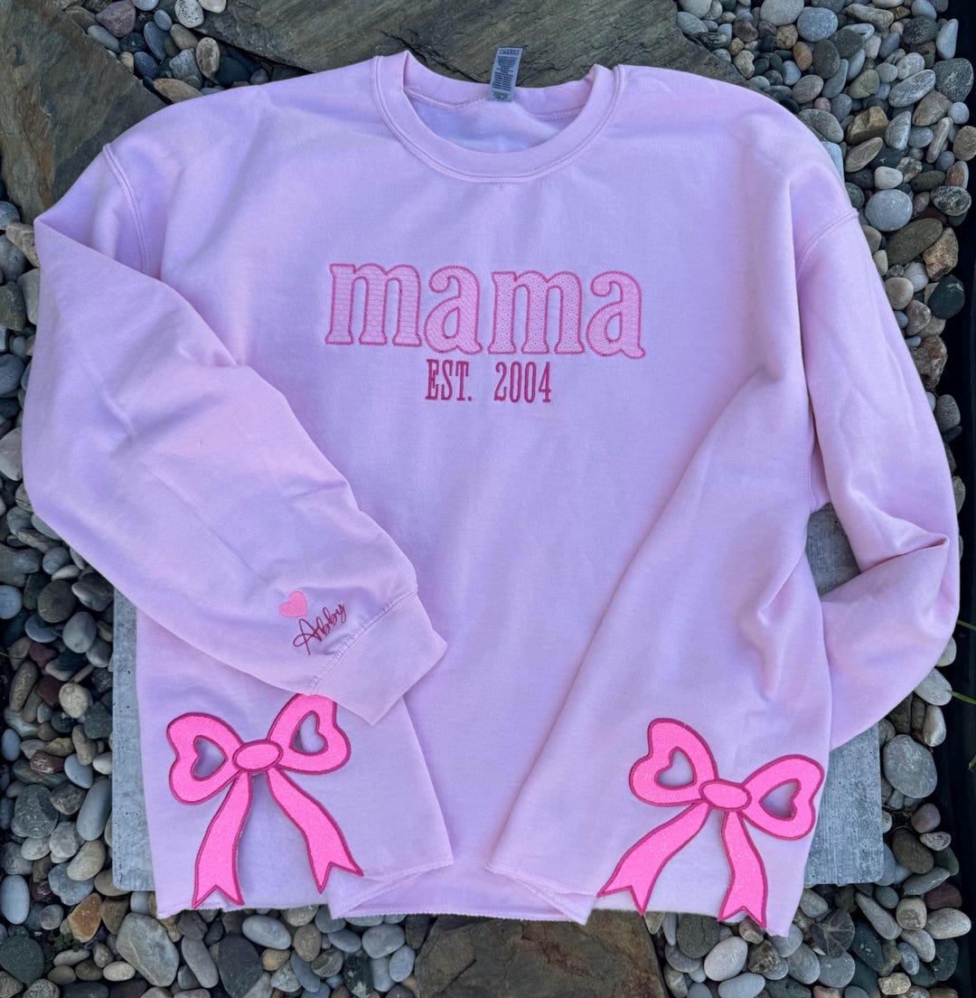 Side Bow Mama Sweatshirt, Coquette Side Bow Shirt, Personalized Gift ...