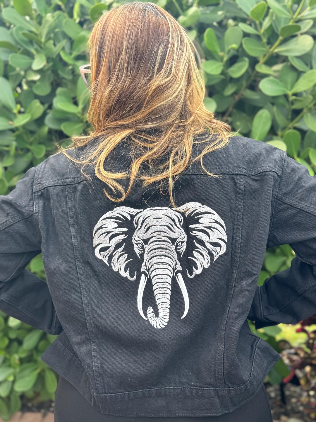 ADULT Embroidered Elephant Jacket, Embroidered Denim Jacket, Gift for ...