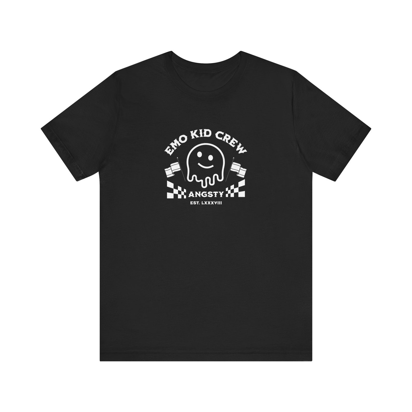 Emo Kid Crew T Shirt Angsty Vibes Emo Kid Black T-shirt Elder Emo T ...