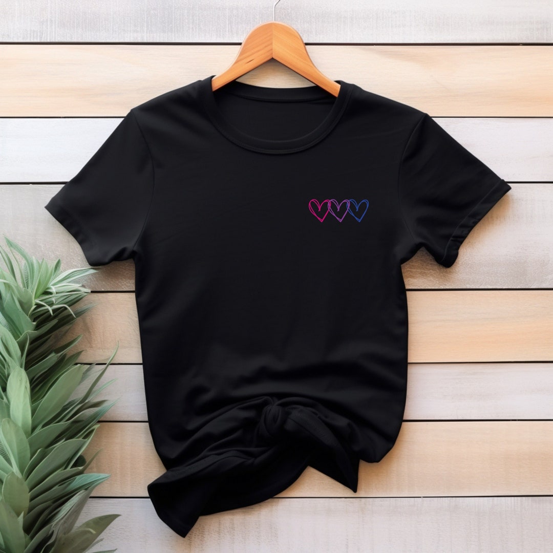 Bi Pride T-shirt - Subtle Bisexual Pride Hearts - Love is Love - Bi ...
