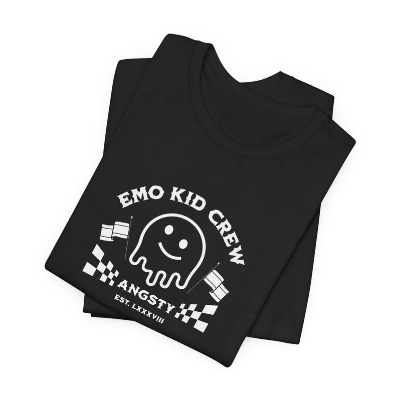 Emo Kid Crew T Shirt Angsty Vibes Emo Kid Black T-shirt Elder Emo T ...