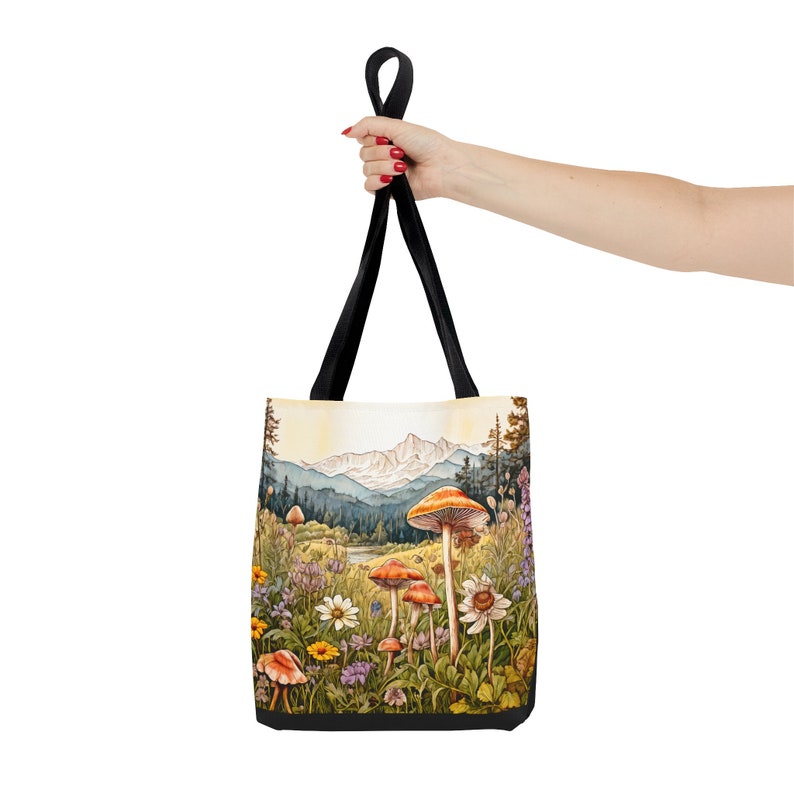 Wildflower Mushroom Tote Bag - Nature Cottagecore Whimsigoth Aesthetic ...