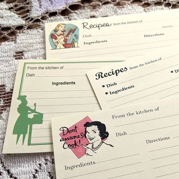 Retro Recipe Cards - Etsy