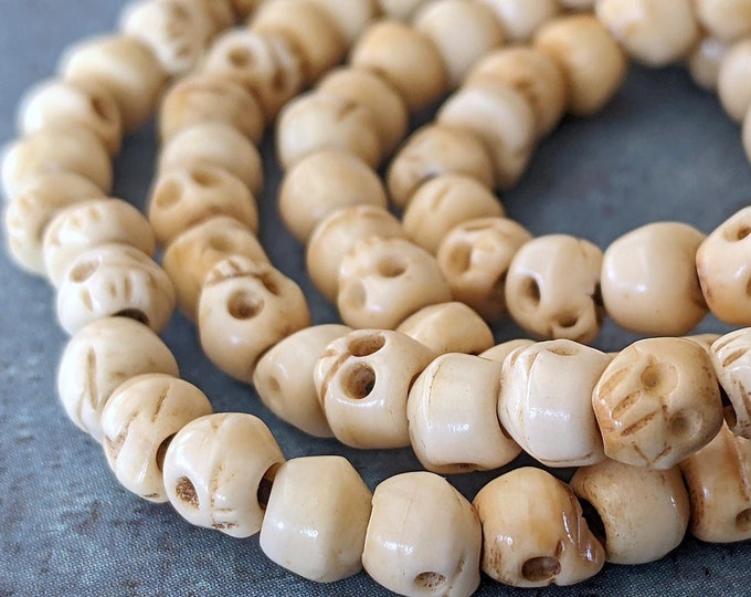 10 Tiny Bone SKULL BEADS, 5mm - Etsy