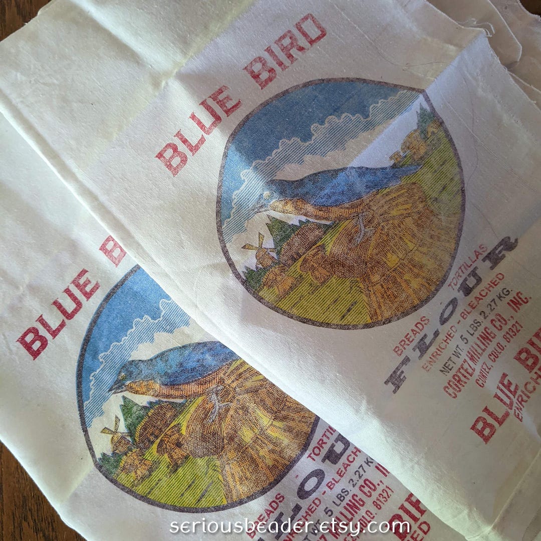 FADED Blue Bird Flour Sack, 5 Lb, 100% Cotton, Already Cut Open - Etsy