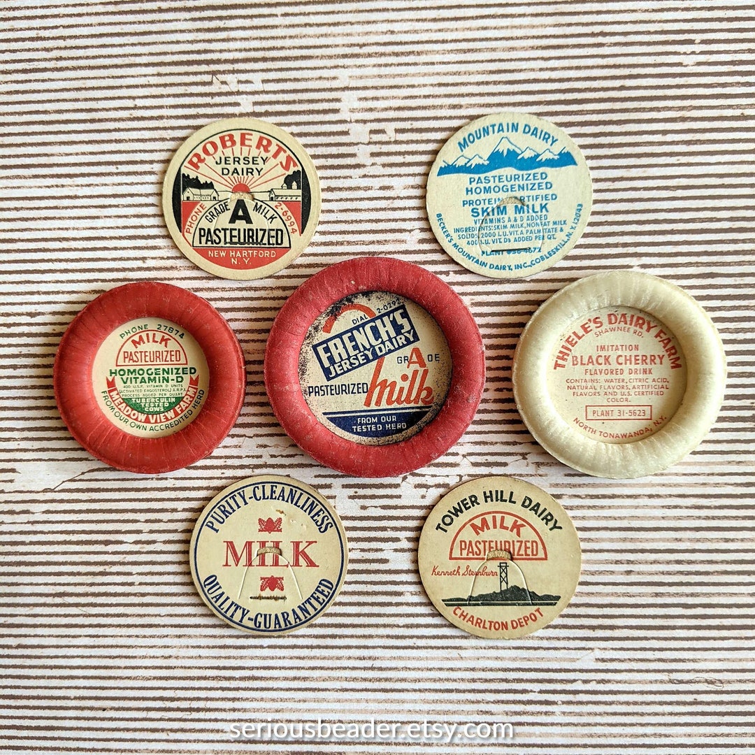 7 Vintage Milk Pogs, Milk Bottle Caps - Etsy