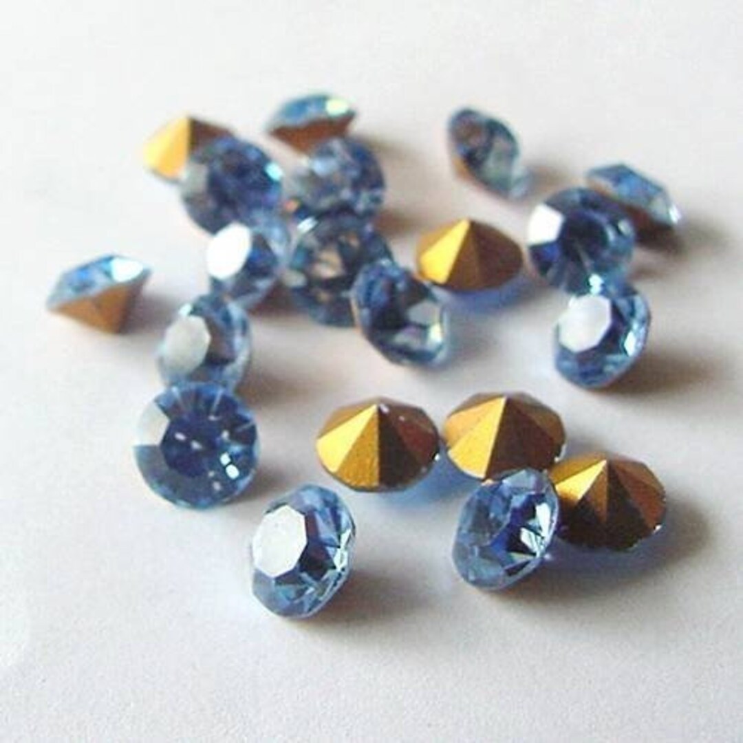 20 Vintage SAPPHIRE BLUE Swarovski Rhinestone Chatons, 5mm (PP27 / SS14 ...