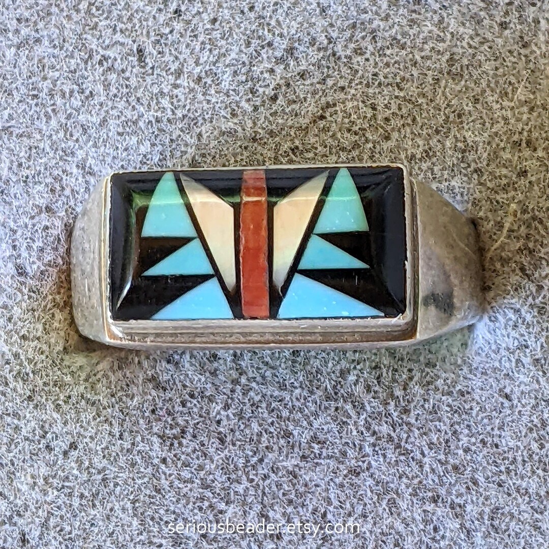 Sam Begay Butterfly Multi Stone Inlay Ring, Size 12.5, Sterling Silver ...