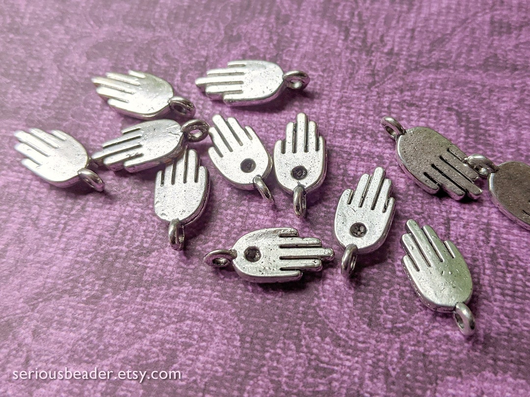 10 Tiny Silver Hand Charms, Healing Hands, Hamsas, 7mm X 15mm - Etsy