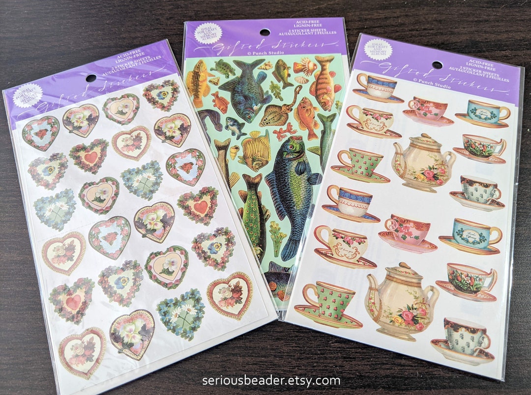 Punch Studio Gifted Stickers, Full Sheet, YOU CHOOSE Fish, Teapots ...