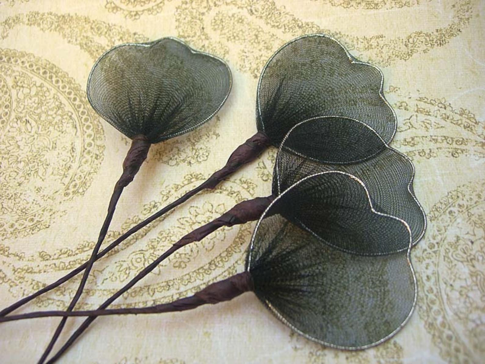 12 Vintage Millinery BLACK Mesh Leaves 5-1/2 Stems - Etsy