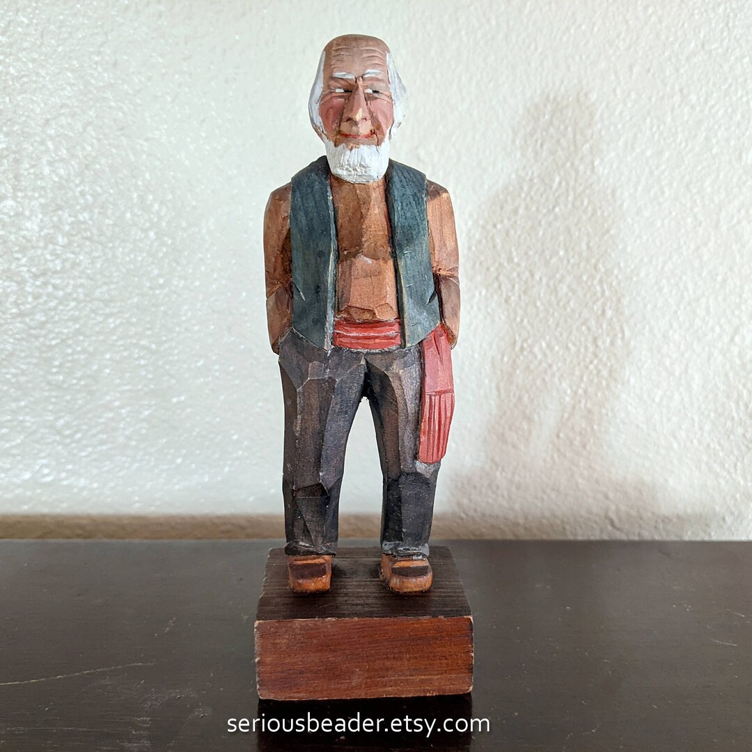 John Purvis Hand Carved Wood Sculpture, Old Man, 6, Canada - Etsy