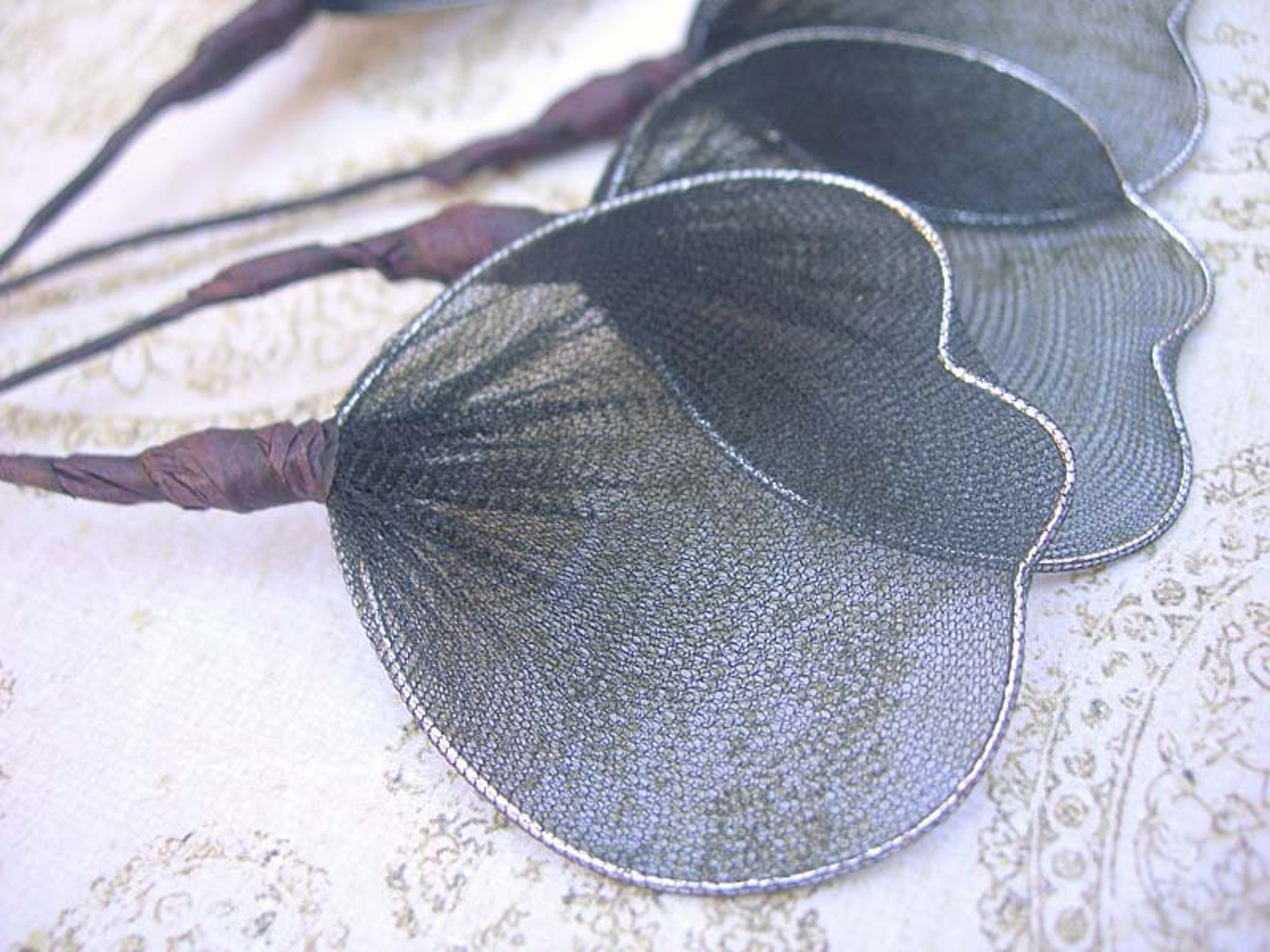 12 Vintage Millinery BLACK Mesh Leaves 5-1/2 Stems - Etsy