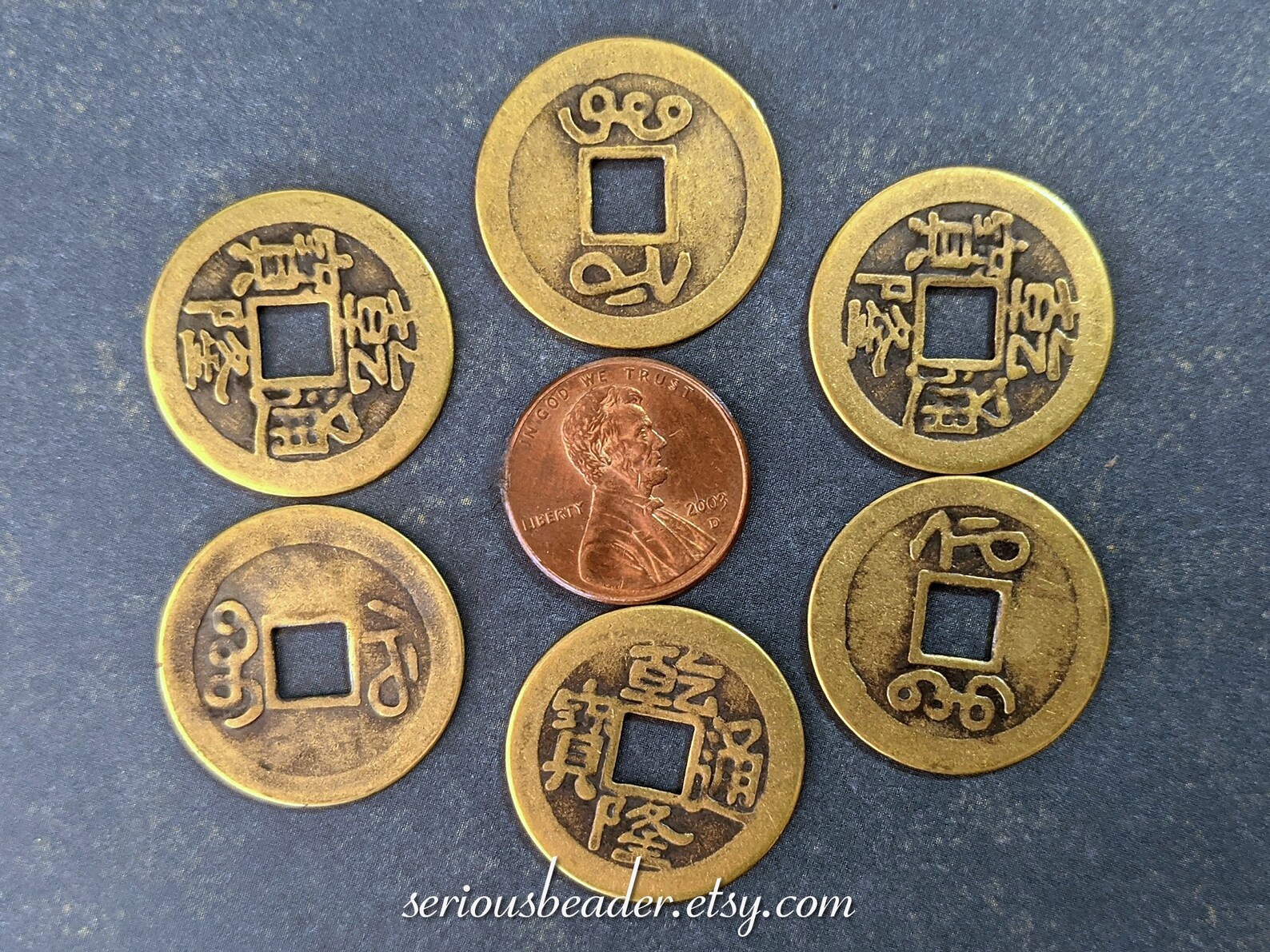 6 I Ching Coins 24mm 1 Light Bronze With Gray Patina - Etsy