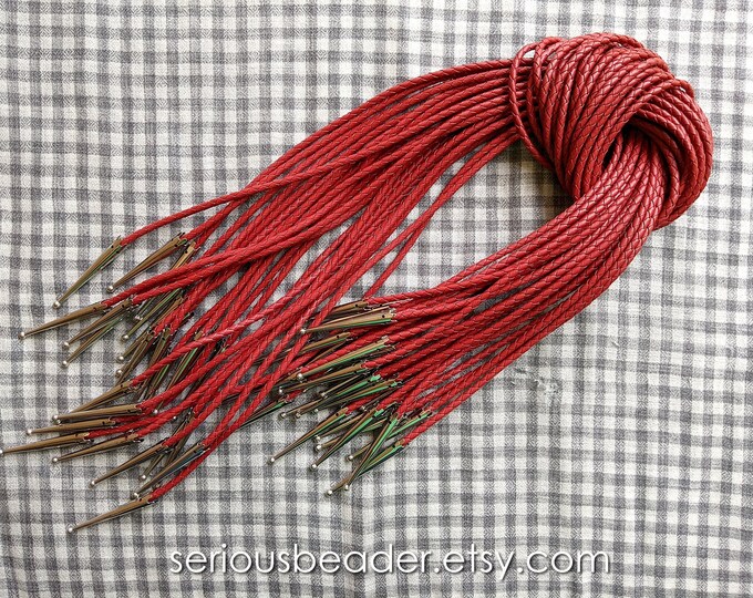 RICH RED Bolo Tie With Silver Tips, 34