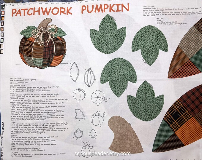 PATCHWORK PUMPKIN Cut and Sew Fabric Soft Sculpture, Cranston VIP - Etsy