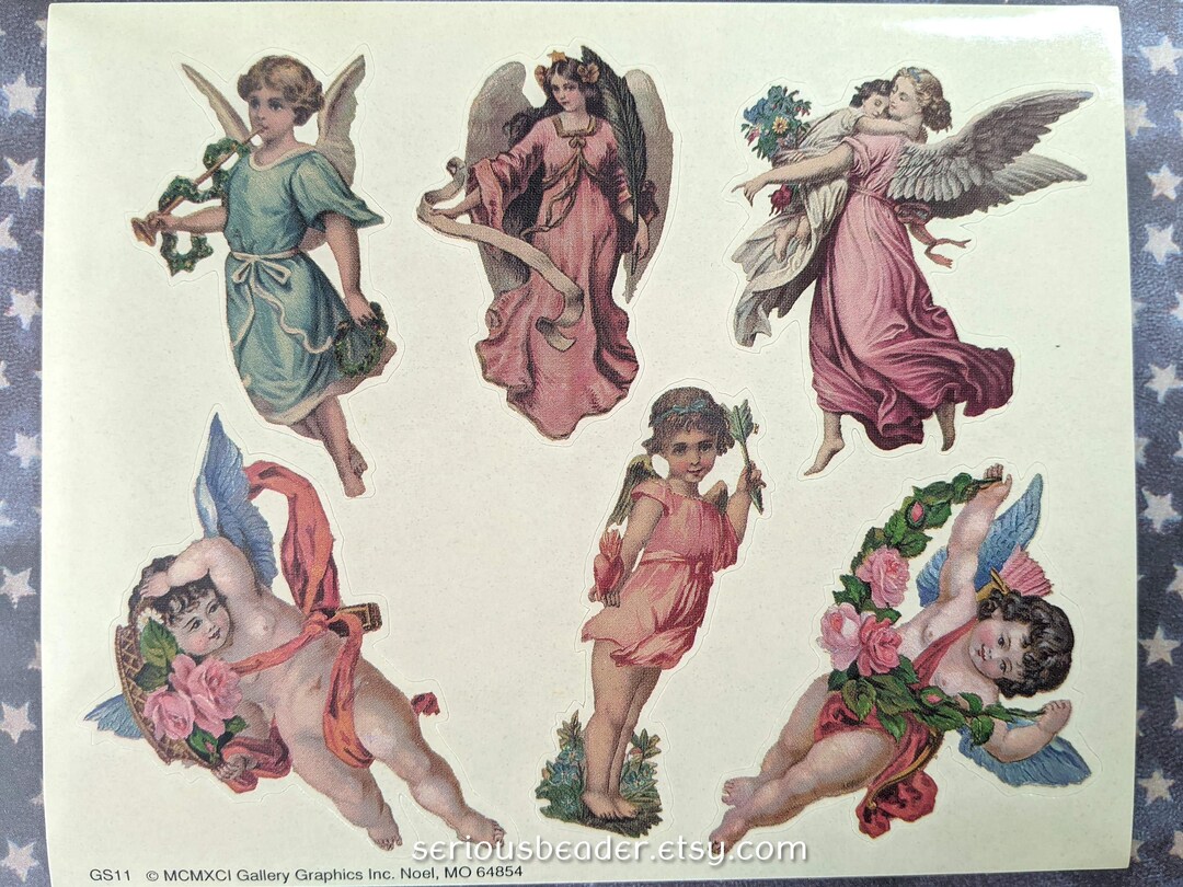 Vintage NOEL CHERUB STICKERS, 1991, Sheet of 6 - Etsy