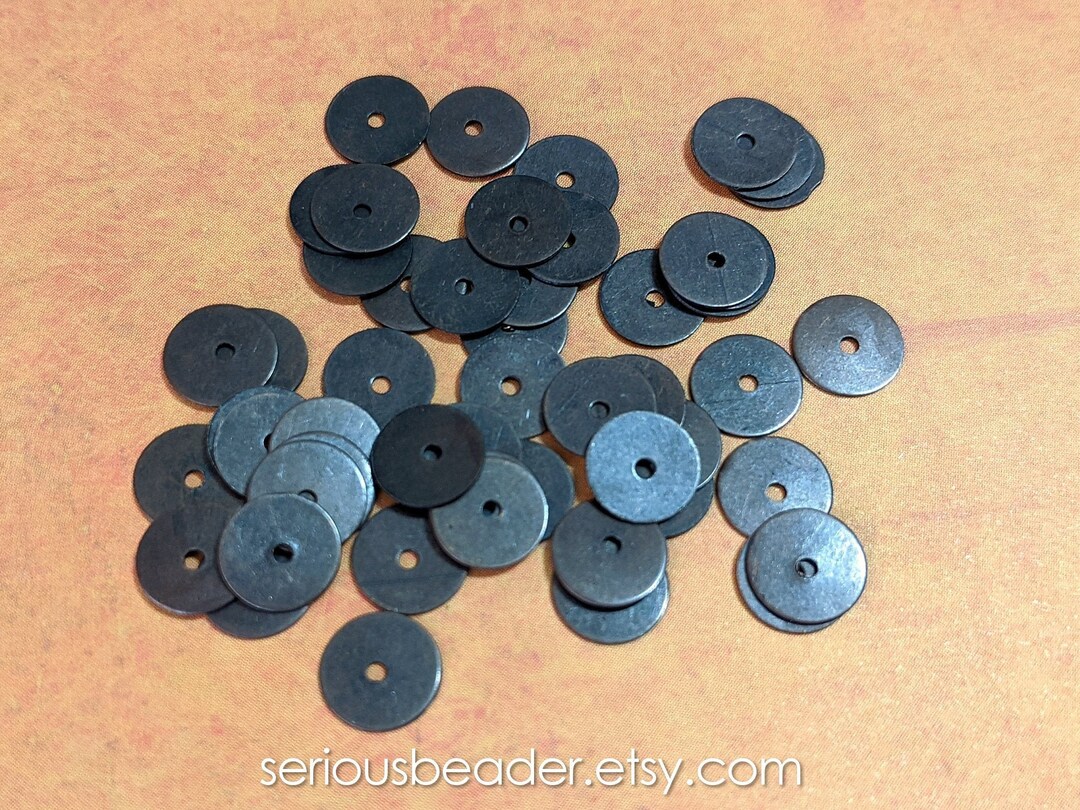 50 Metal Sequins BLACKENED BRASS, 8mm, Flat - Etsy