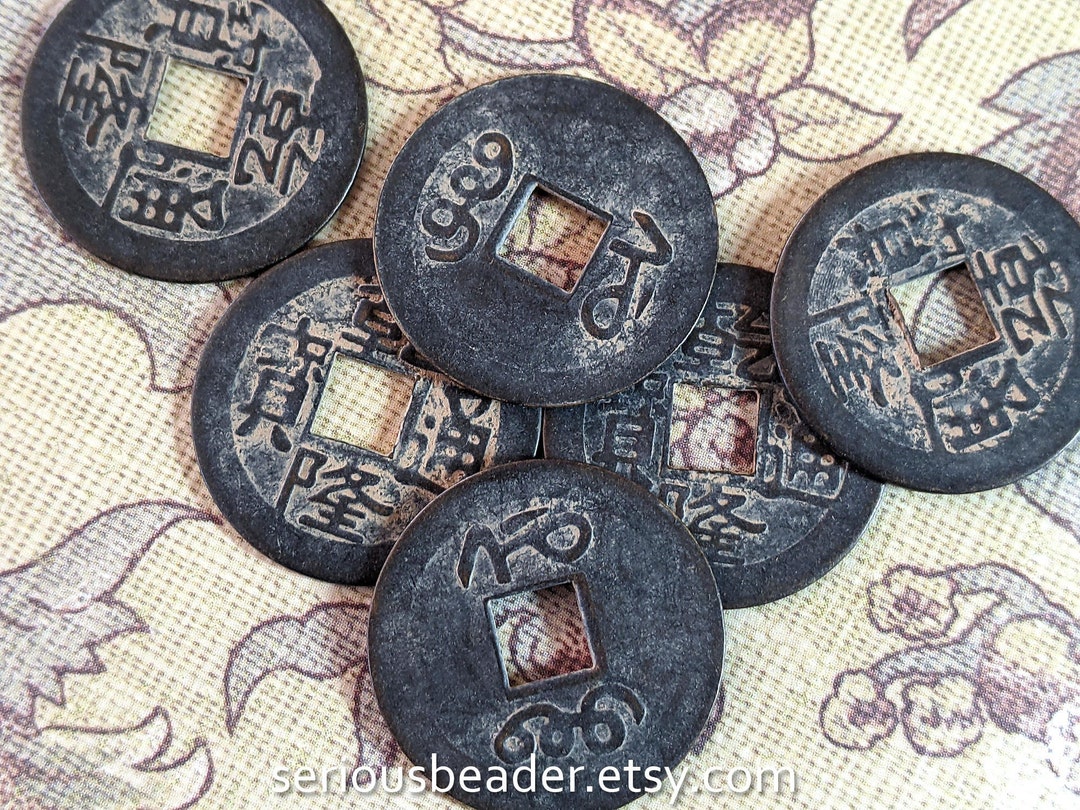 6 I Ching Coins 24mm (1") Black With Tan Patina - Etsy