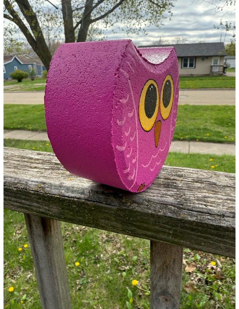 Hand-painted Brick Owls (pink) - Etsy