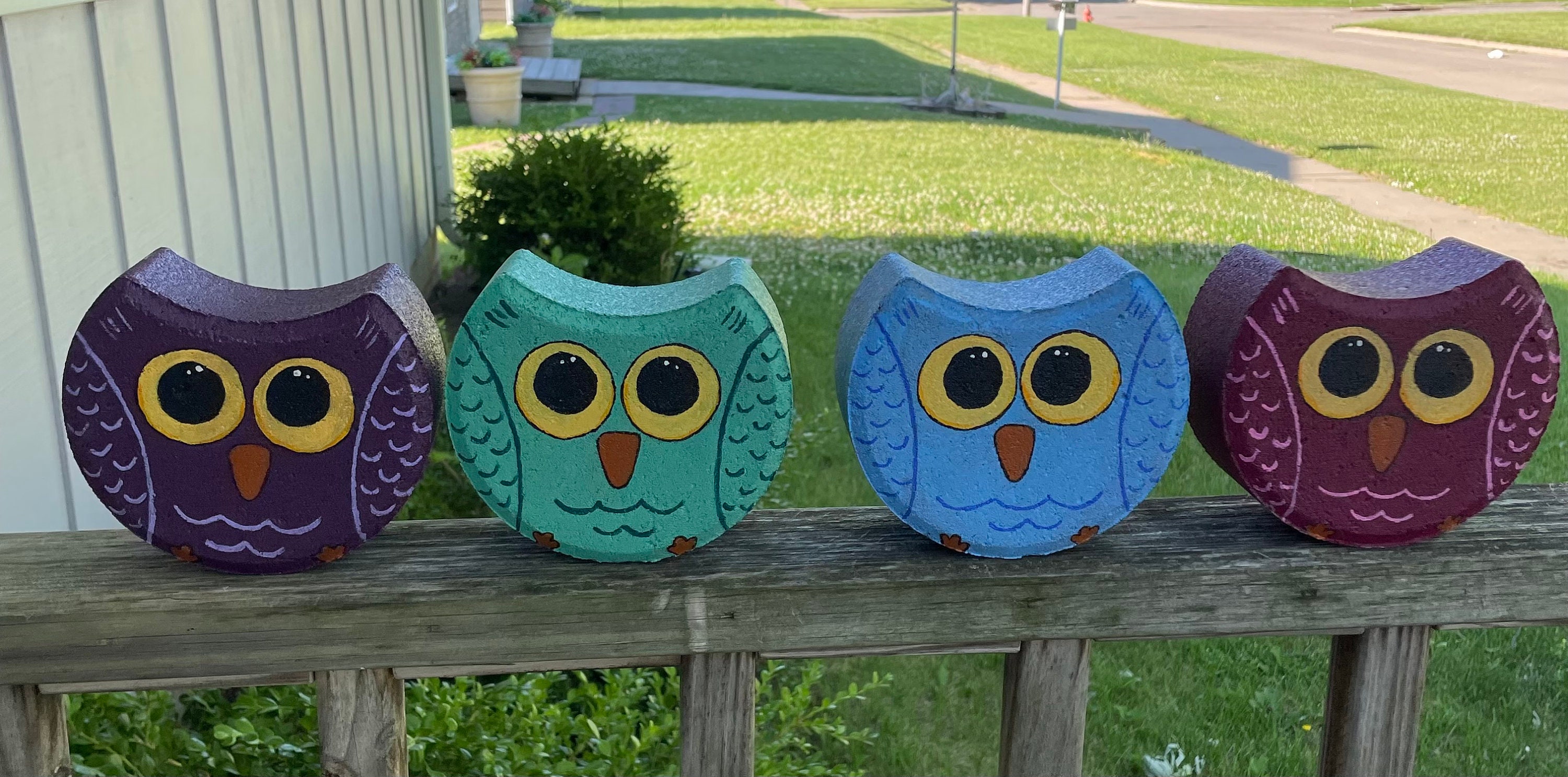 Hand Painted Brick Owls - Etsy Canada