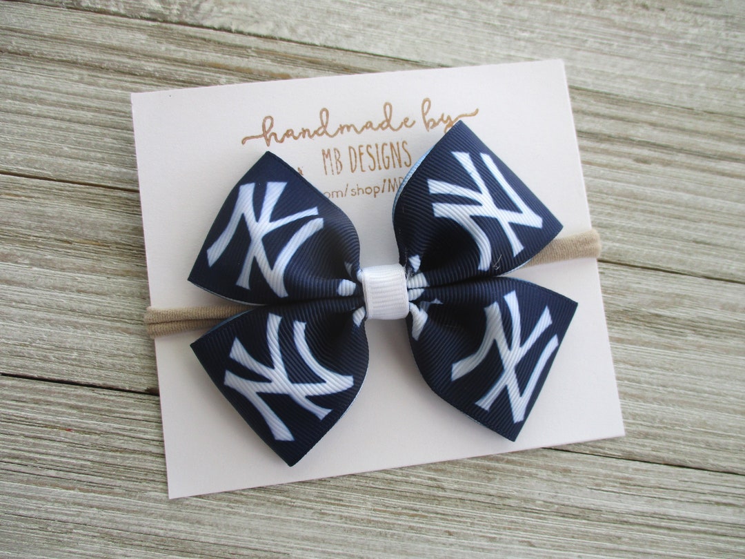 New York Yankees Baby Bow, New York Yankees Baby Headband, Newborn Bow ...