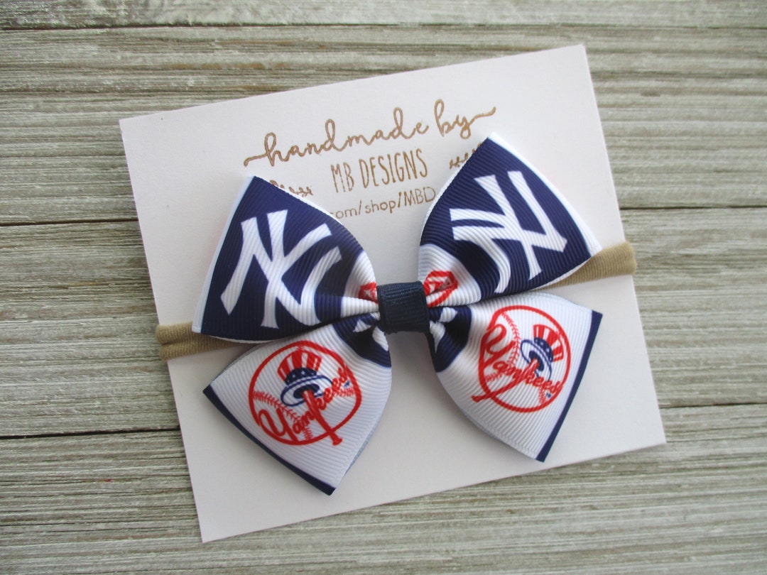 New York Yankees Baby Bow, Yankees Headband, Girls Yankees Bow, Newborn ...