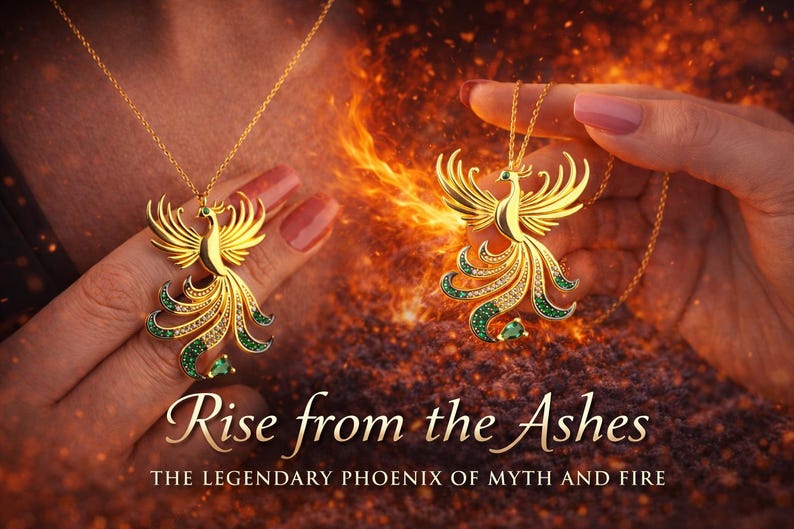 Legendary Phoenix Pendant Necklace Crystal Bird Charm Gold Women ...