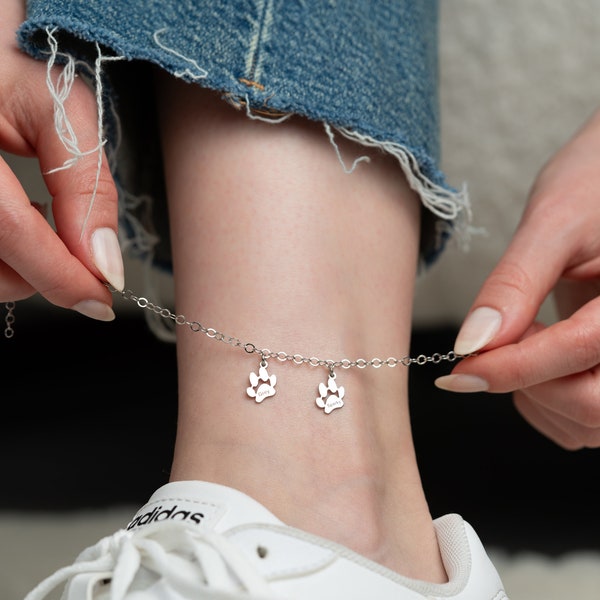 Paw Print Anklet - Etsy
