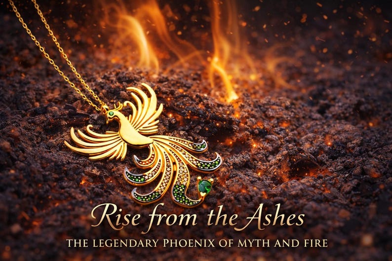 Legendary Phoenix Pendant Necklace Crystal Bird Charm Gold Women ...