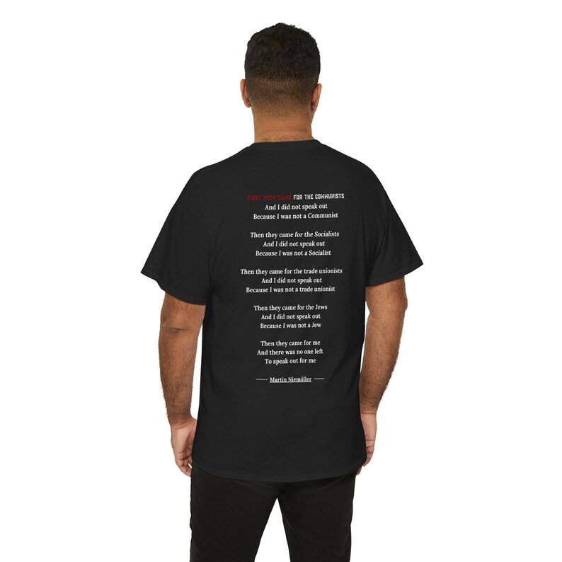 FIRST THEY CAME, T-shirt, Poem, Double Sided, Political, Doomsday, Bug ...