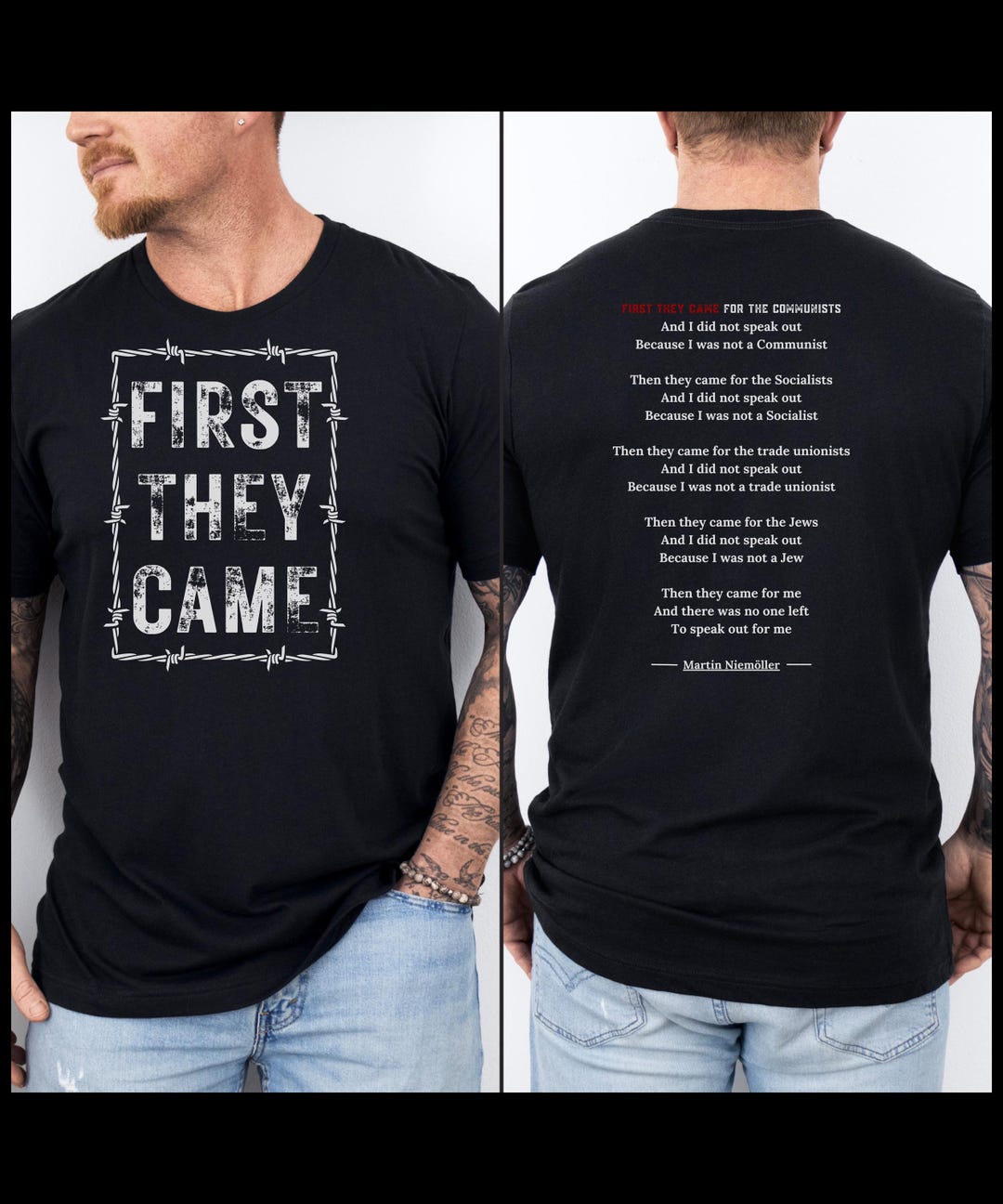 FIRST THEY CAME, T-shirt, Poem, Double Sided, Political, Doomsday, Bug ...