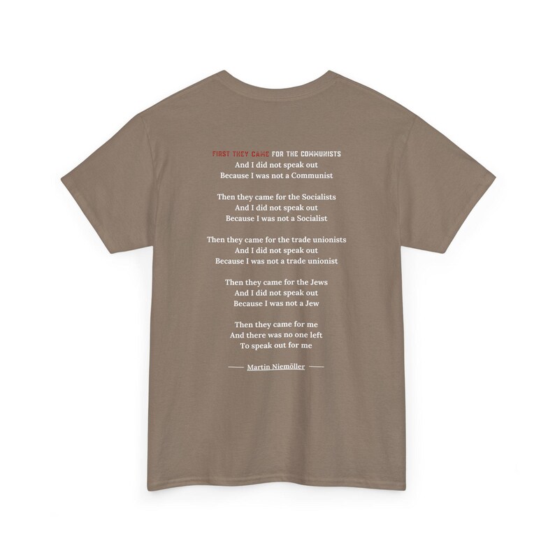 FIRST THEY CAME, T-shirt, Poem, Double Sided, Political, Doomsday, Bug ...